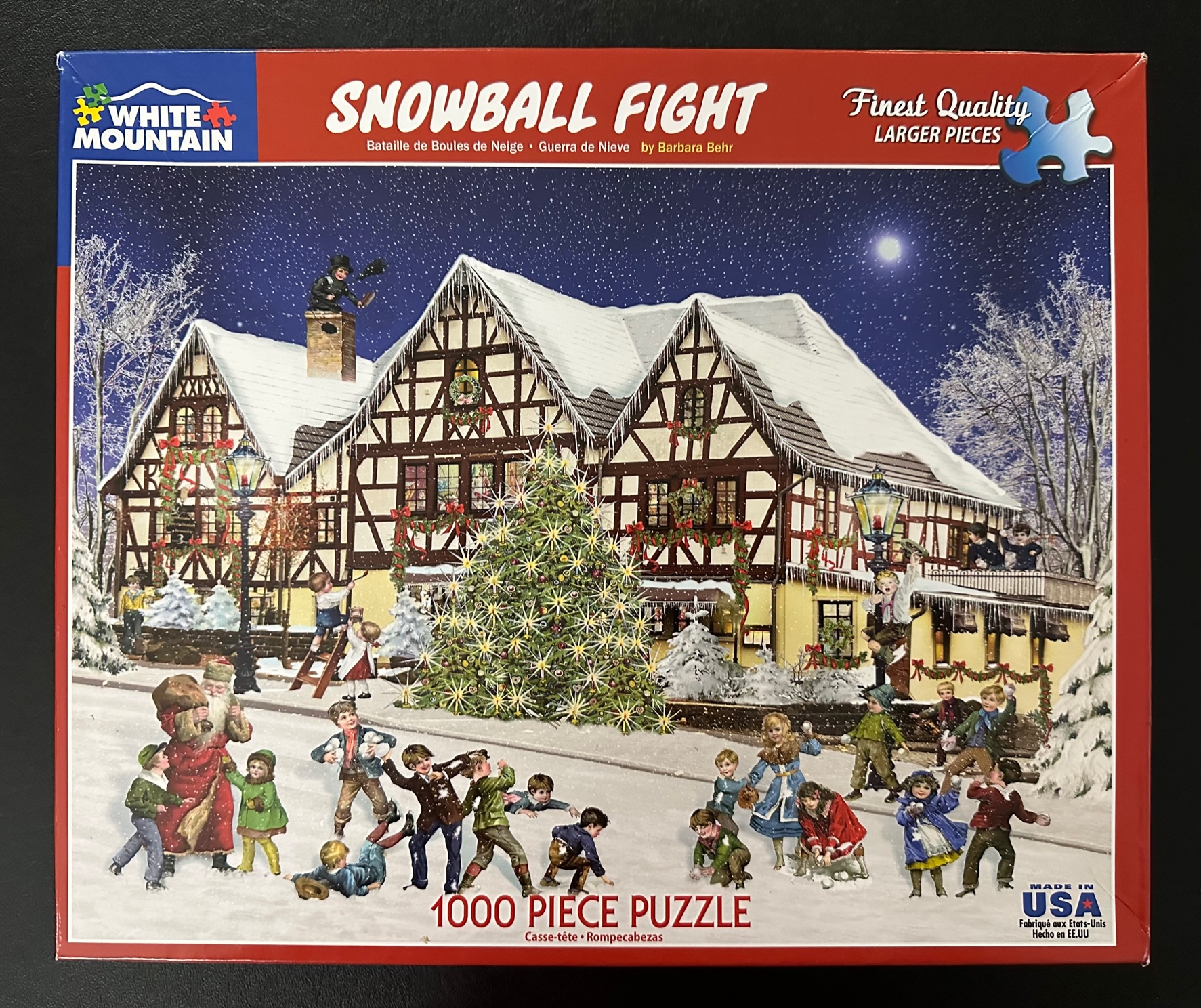 H1152 - White Mountain - 24" x 30" - Barbara Behr - Snowball Fight ...